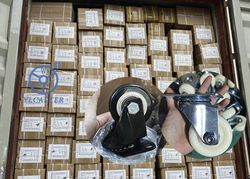 Black pvc casters and white plastic casters are shipping to India