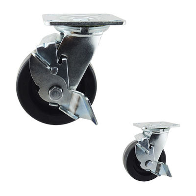 TPR 5 Inch Locking Swivel Casters , 120kg Capacity Small Spring Loaded ...