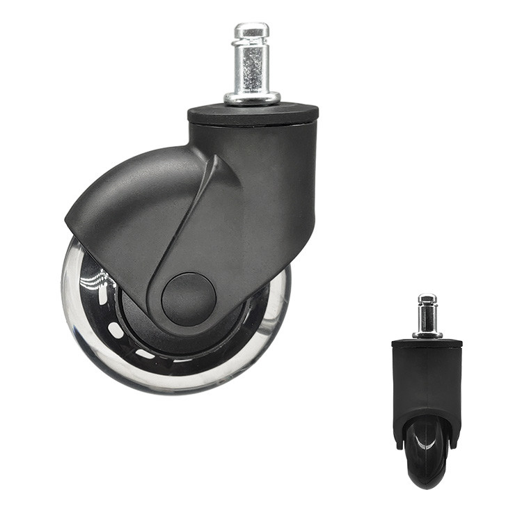 3 Inch Grip Ring Stem Soft PU Wheels Transparent Swivel Plug In Office ...