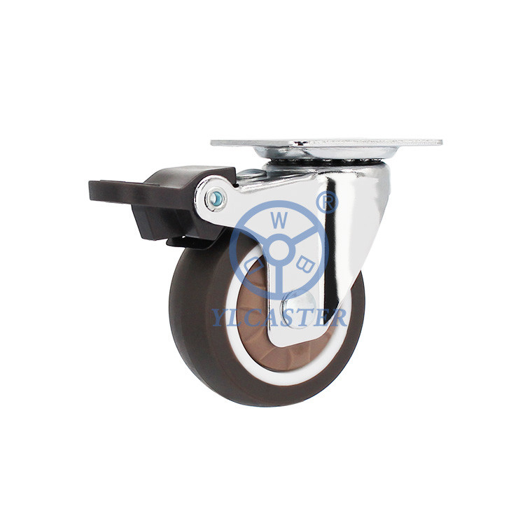 Brown Thermoplastic Rubber Caster Wheels Single Lock 2 Inch Soft Wheel ...