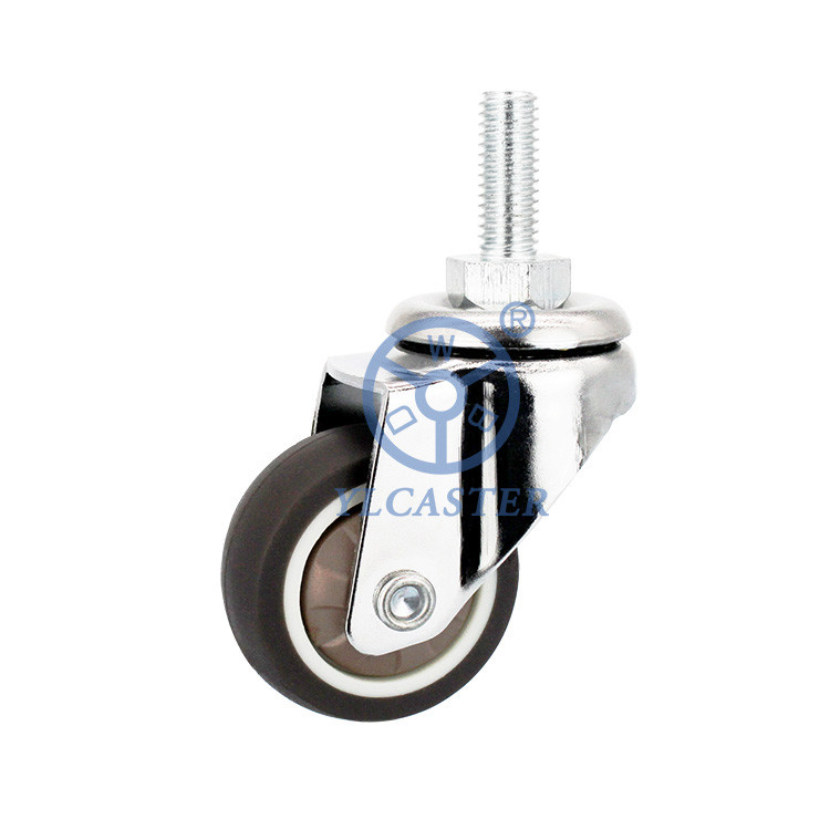 44LBS Furniture Casters 1.5 Inch Threaded Stem Soft Wheels Swivel Type ...