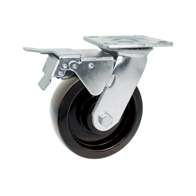 6" Heavy Duty Casters For Industrial Black Glass Nylon Wheel Dual Brake ...