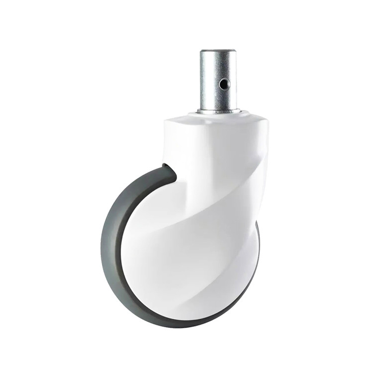 5 Inch Soft Grey TPR Swivel Head Medical Casters With Solid Stem Silent ...