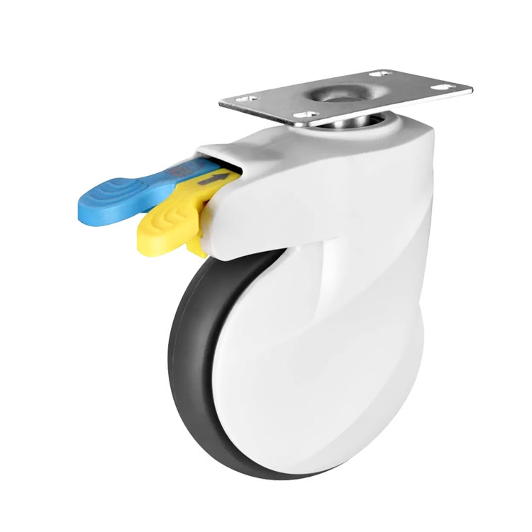 70KG Soft Wheel Top Plate Swivel 75mm Castor Wheels For Hospital Beds ...