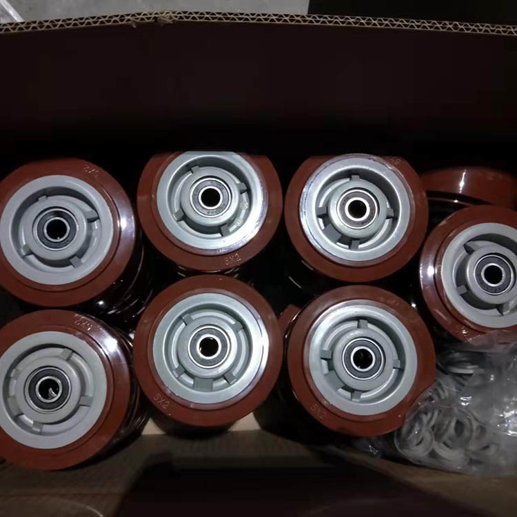 Industrial Trolley Castor Wheels Heavy Duty 8 Inch Red PU Wheel With ...
