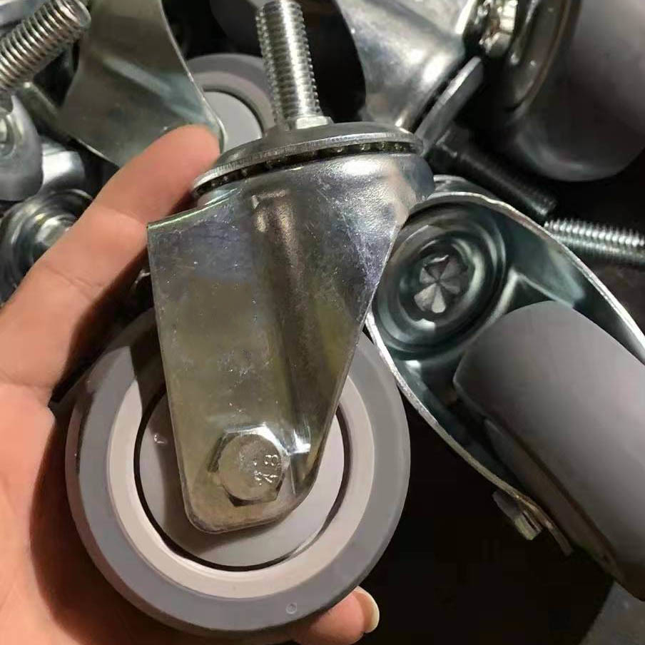3 Inch Floor Protecting Shopping Cart Wheels Grey TPR Threaded Stem ...