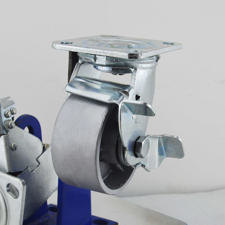 4 Inch Solid Cast Iron Wheels High Load Side Brake Industrial Caster ...