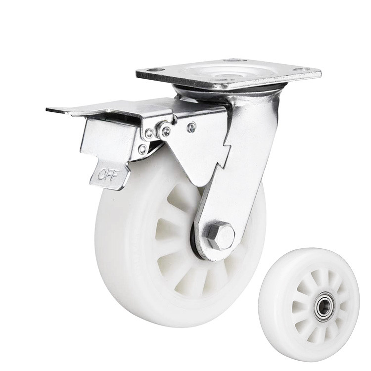 6 Inch Heavy Duty Solid White Wheel 500KG Bearing Nylon Trolley Caster ...