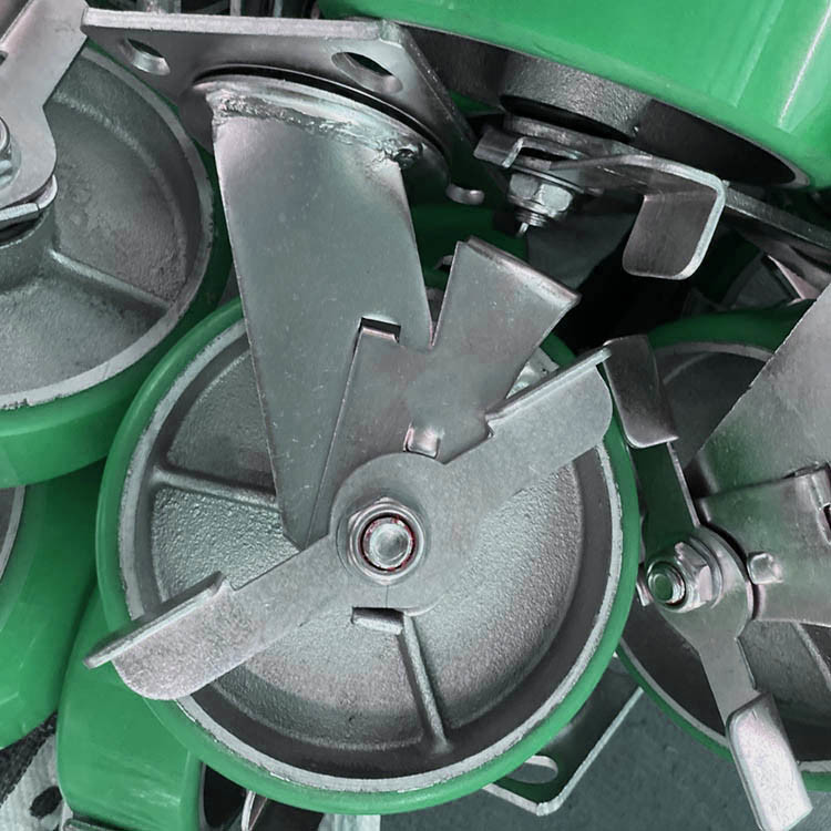 6 Inch Green Soft PU Wheels Side Lock Cast Iron Polyurethane Swivel ...