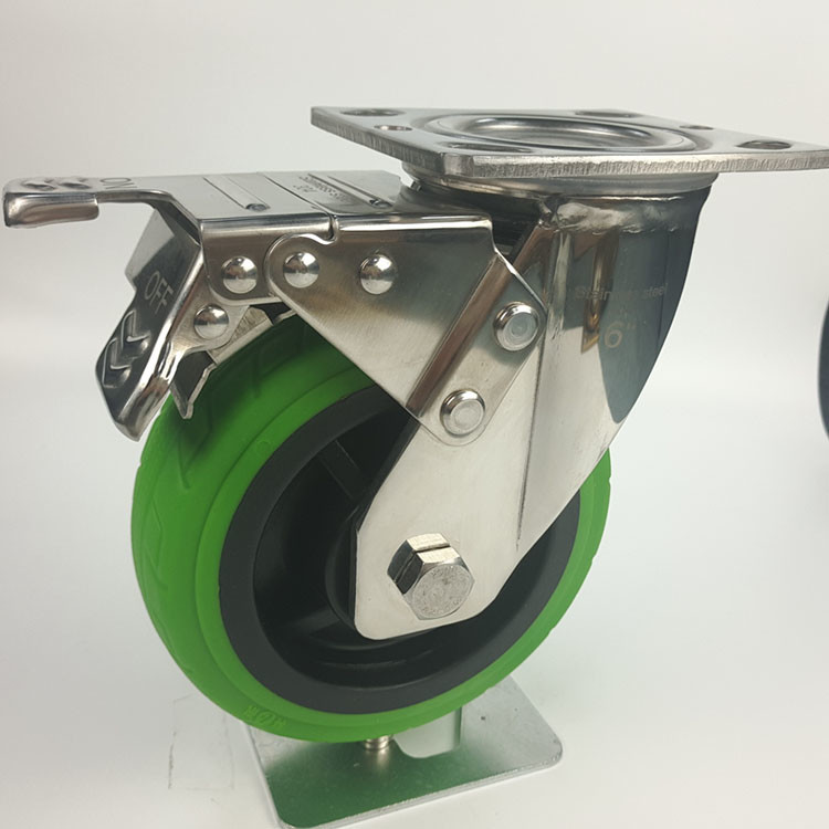 8 Inch Soft Green Wheel 300kg Loading Heavy Duty Stainless Steel Swivel ...