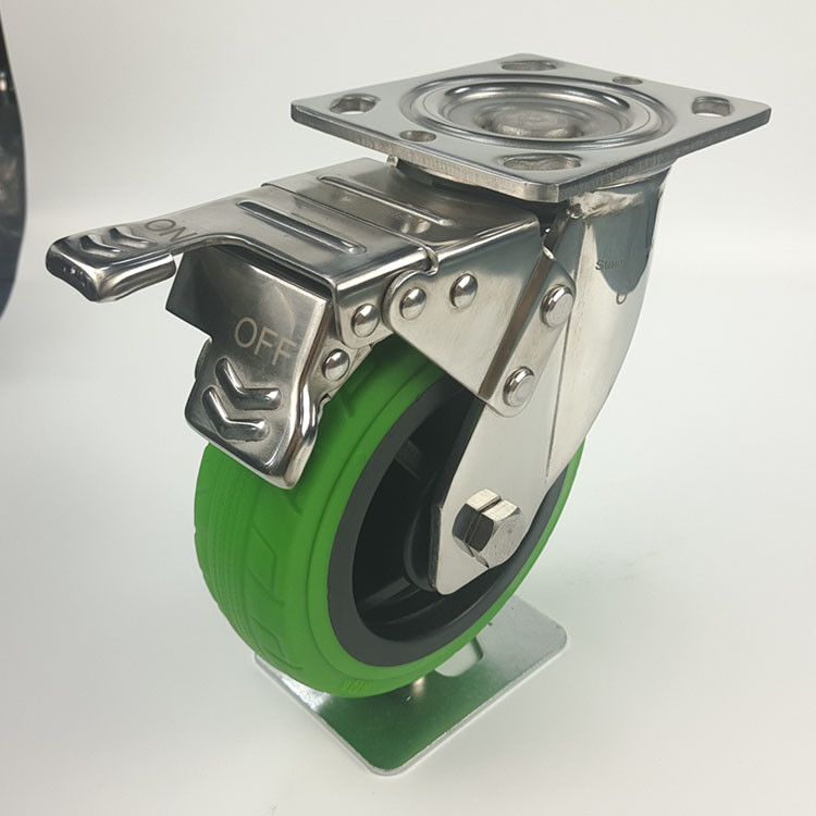 8 Inch Soft Green Wheel 300kg Loading Heavy Duty Stainless Steel Swivel ...