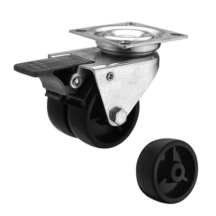 2 Inch Top Plate Type Light Duty Twin Wheel Plastic Caster Wheels Low ...