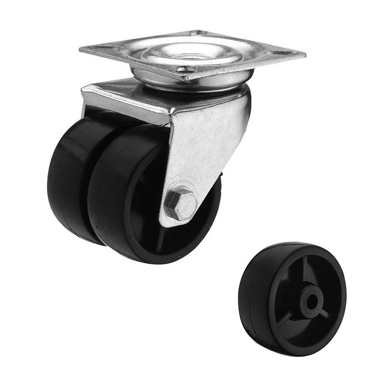 2 Inch Top Plate Type Light Duty Twin Wheel Plastic Caster Wheels Low ...