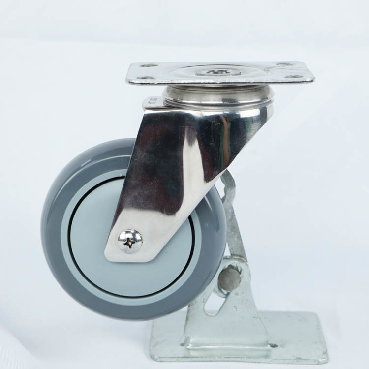 4 Inch SS Silent Wheel Plate Type Swivel Polyurethane Stainless Steel ...