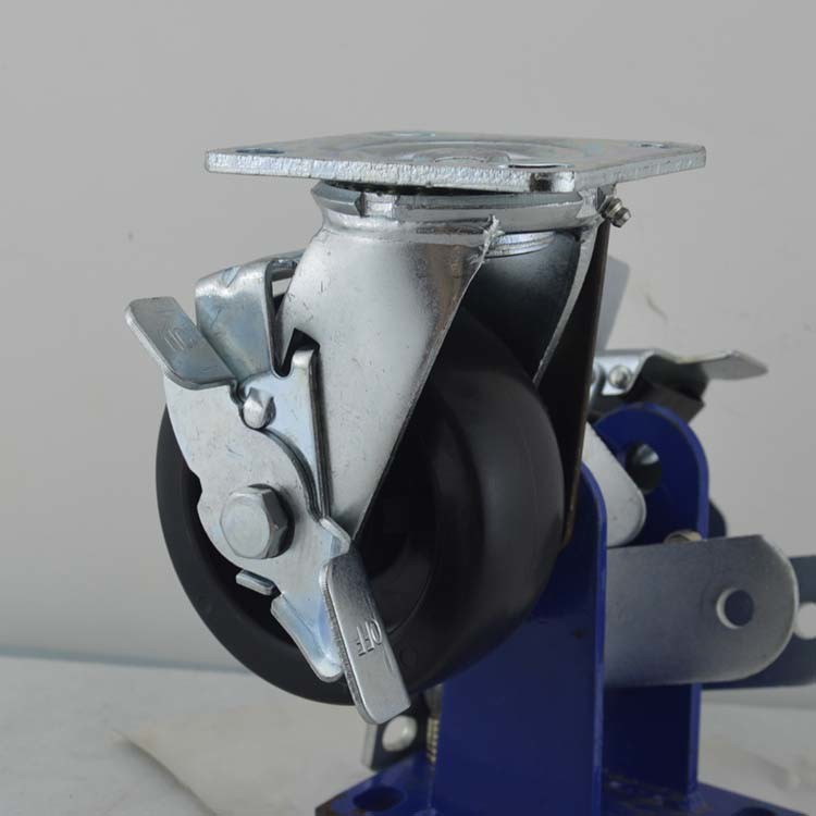 5 Inch Heavy Duty Plastic Casters Side Brake Black Solid PP Industrial ...
