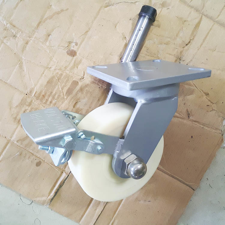 8x3 Inch Super Heavy Duty Nylon Casters With Brake Wide Wheel Lockable ...