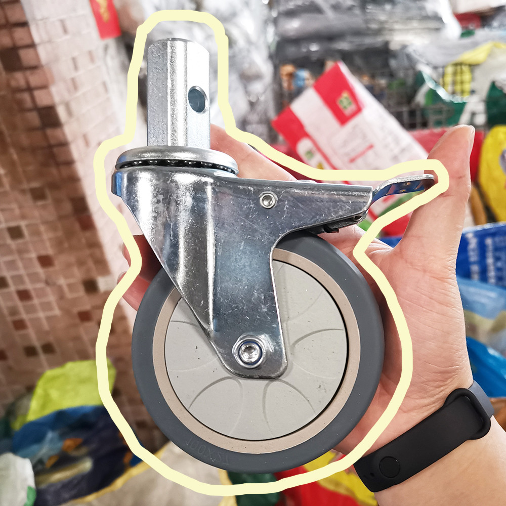 4 Inch Food Cart Heavy Duty Trolley Wheels Without Brake TPR Grip ring ...