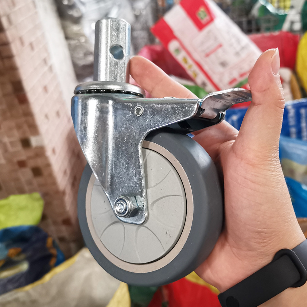 4 Inch Food Cart Heavy Duty Trolley Wheels Without Brake TPR Grip ring stem swivel food service ...