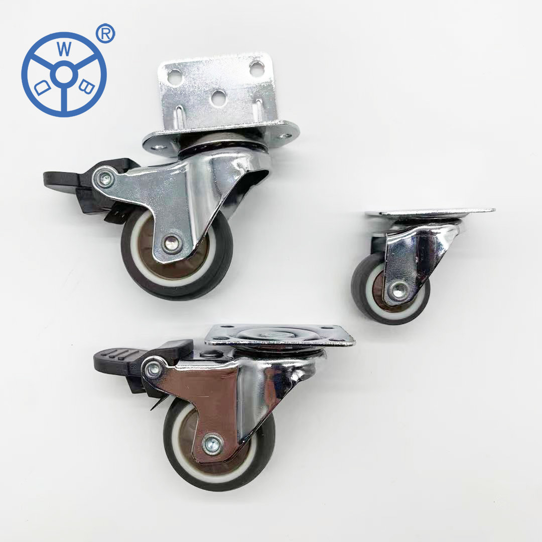 Directional Wheels Fixed Plate Brown TPR Casters 2.5'' Diameter For ...