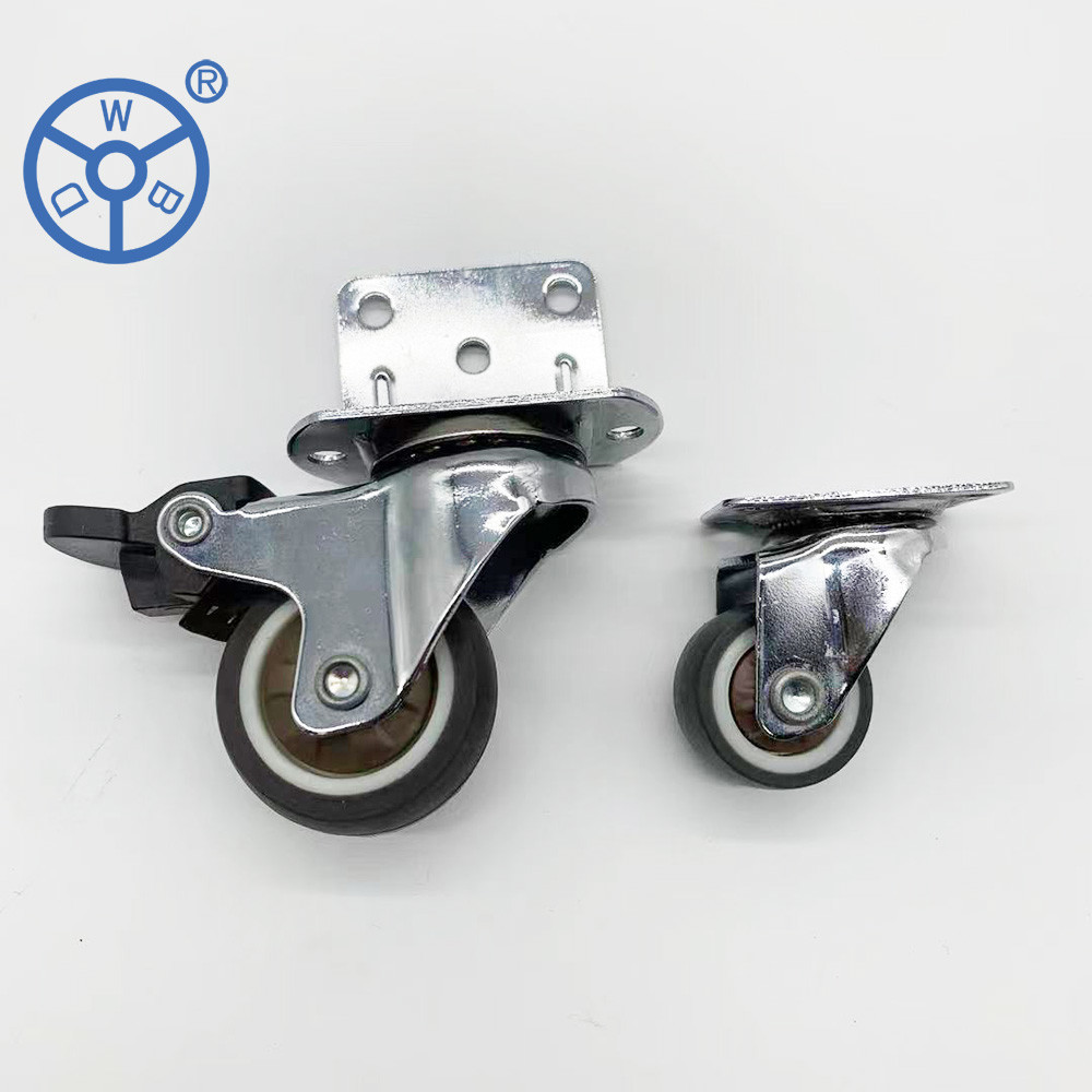 Directional Wheels Fixed Plate Brown TPR Casters 2.5'' Diameter For ...