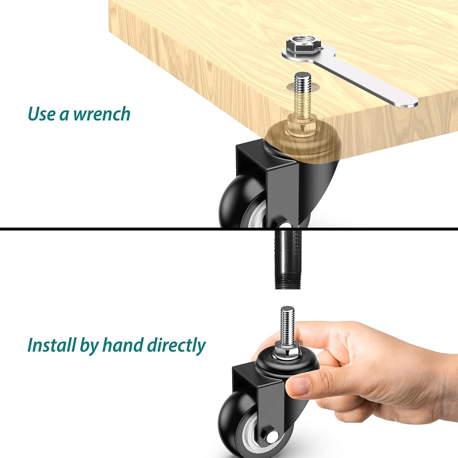 4 Piece Set Industrial Swivel Caster PVC Double Ball Bearing Threaded ...