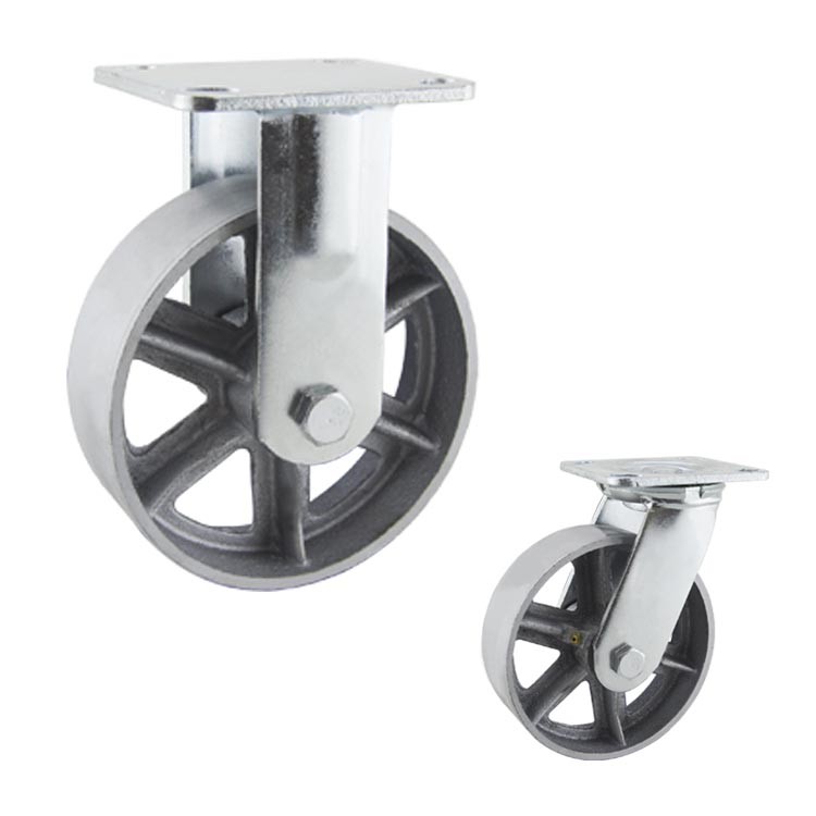 280kg Load Capacity 6" Industrial Casters Heavy Duty Cast Iron Wheels ...