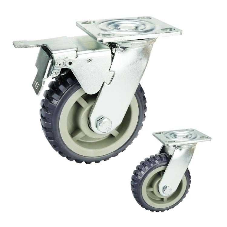 150mm Grey PVC Wheels Hollow Core Swivel Casters Trolley Wheels Heavy ...