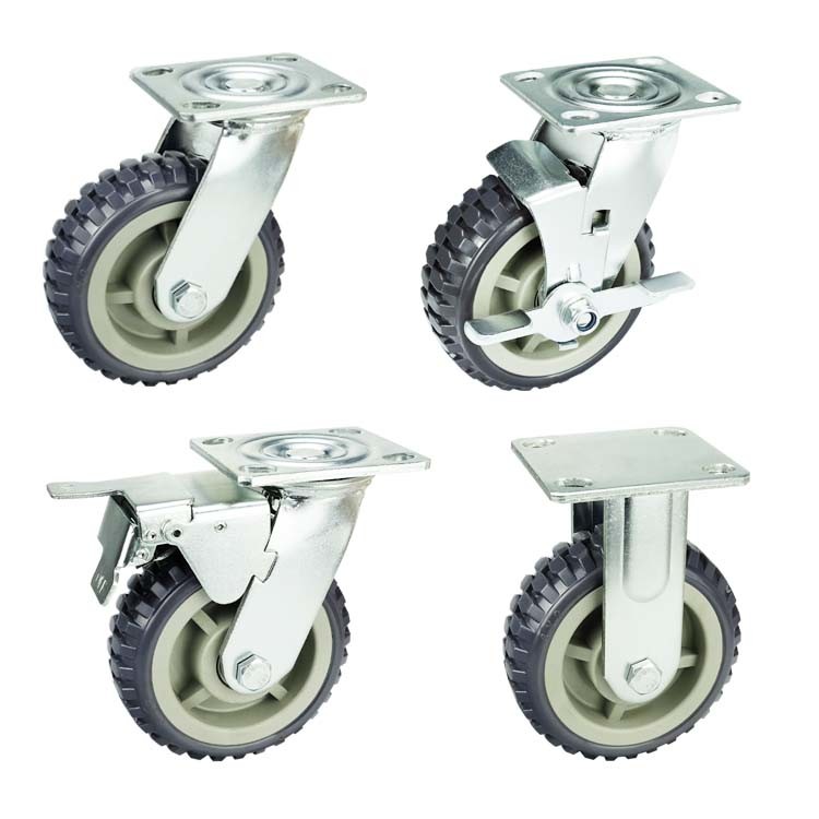 150mm Grey PVC Wheels Hollow Core Swivel Casters Trolley Wheels Heavy ...