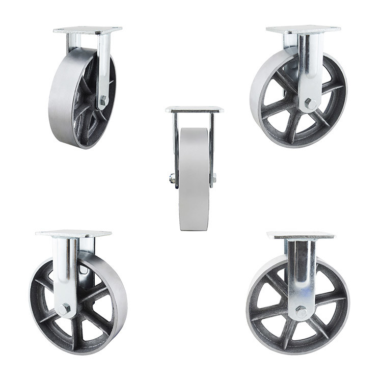 200mm Silver Color 300kg Capacity Hollow Core Rigid Caster Wheels Flat ...