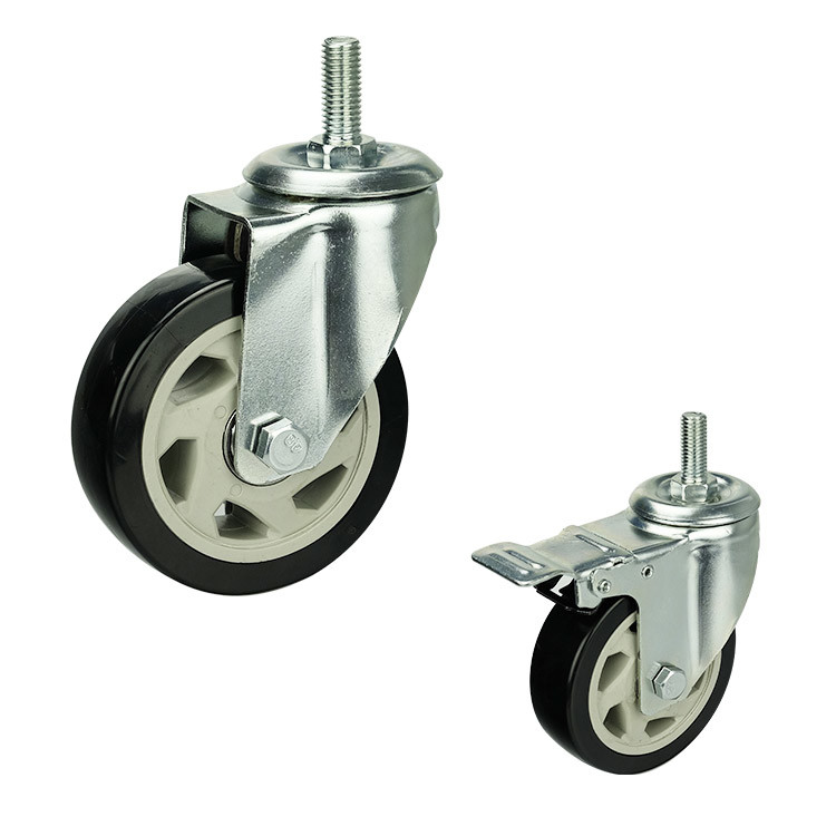 100x32mm Threaded Stem Swivel Cart Wheels Ball Bearing Hollow Core ...
