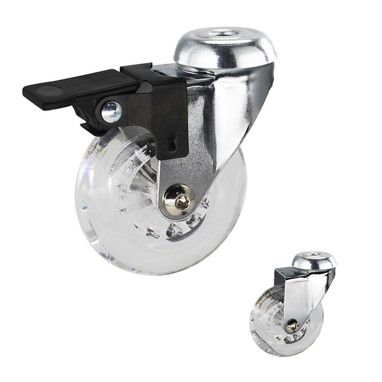 2 Inch PU Casters For Furniture Bolt Hole Head Soft Clear Castors ...